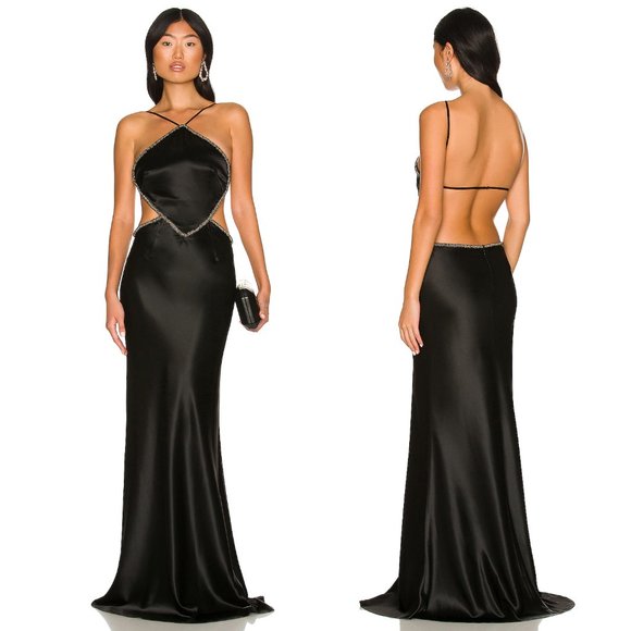 Sau Lee | Dresses | New Sau Lee X Revolve Harlow Gown In Black Satin ...